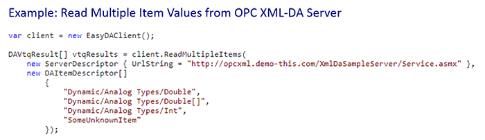 OPC Data Client UA, DA, A&E, XML-DA Development Toolkit