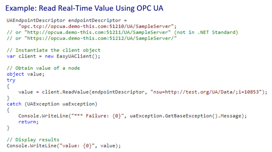 OPC Data Client UA, DA, A&E, XML-DA Development Toolkit