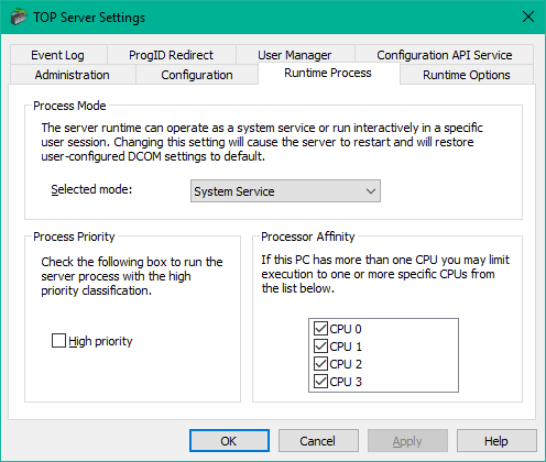 TOP Server Multi-CPU-Core-Processor Settings